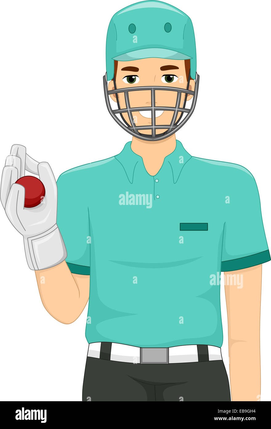 Illustration of a Man Dressed as a Wicket Keeper Stock Photo - Alamy