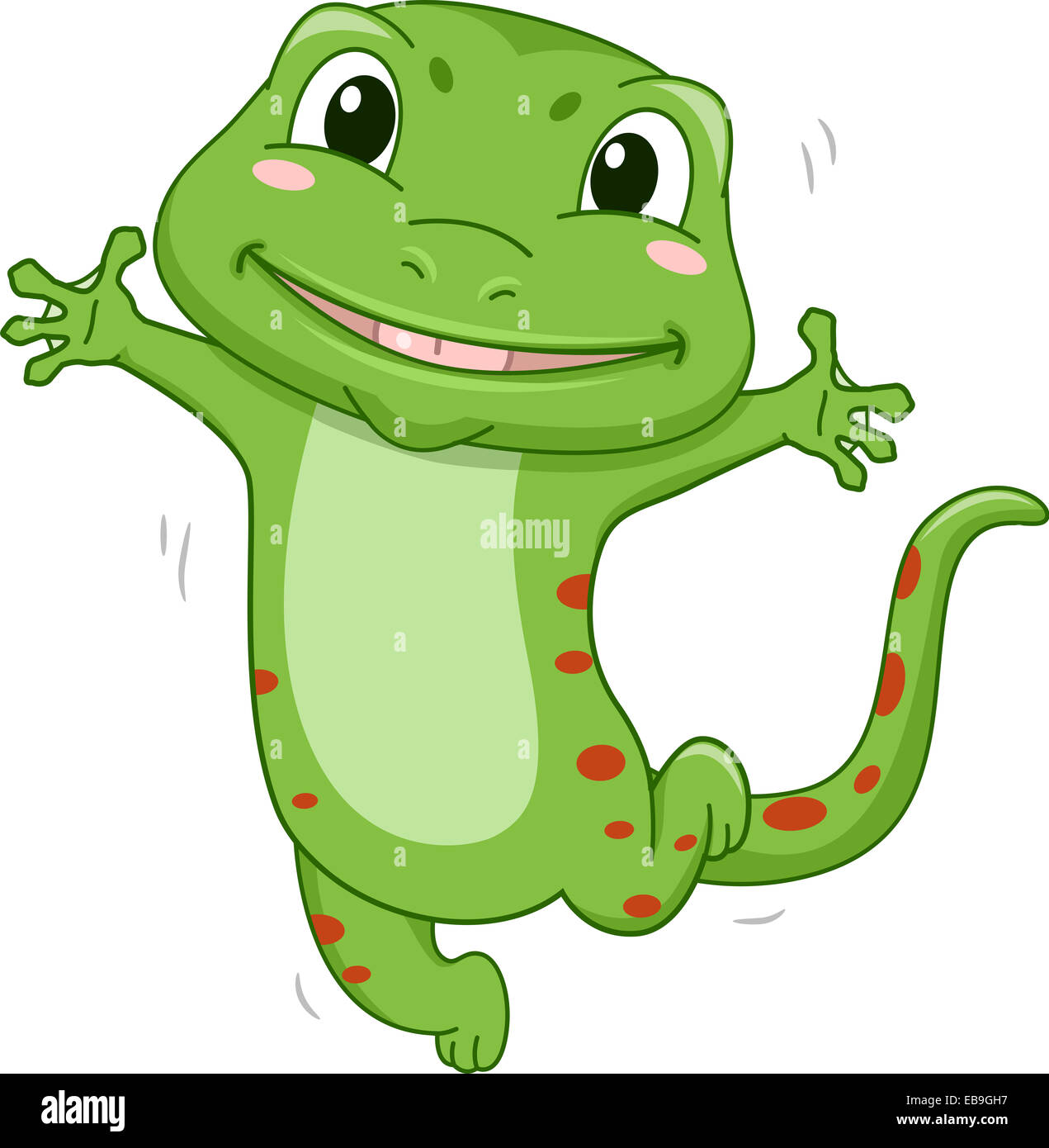 Illustration Featuring a Gecko Jumping in Glee Stock Photo - Alamy