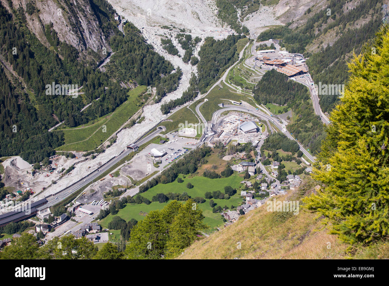 The entrance to the Mont Blanc tunnel at Entreves on the Italian side ...