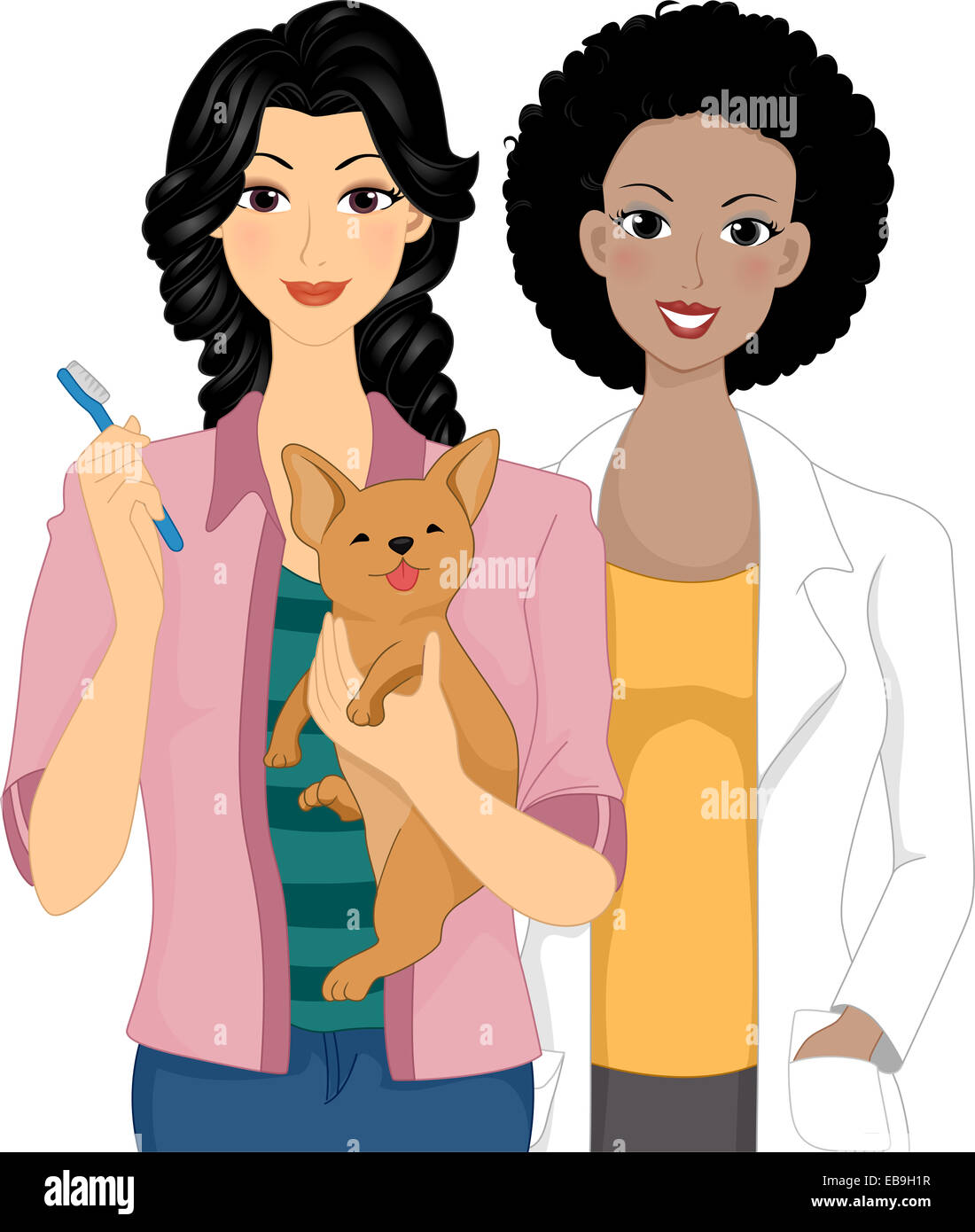 Illustration Featuring a Pet Owner Bringing Her Dog to the Vet for a ...