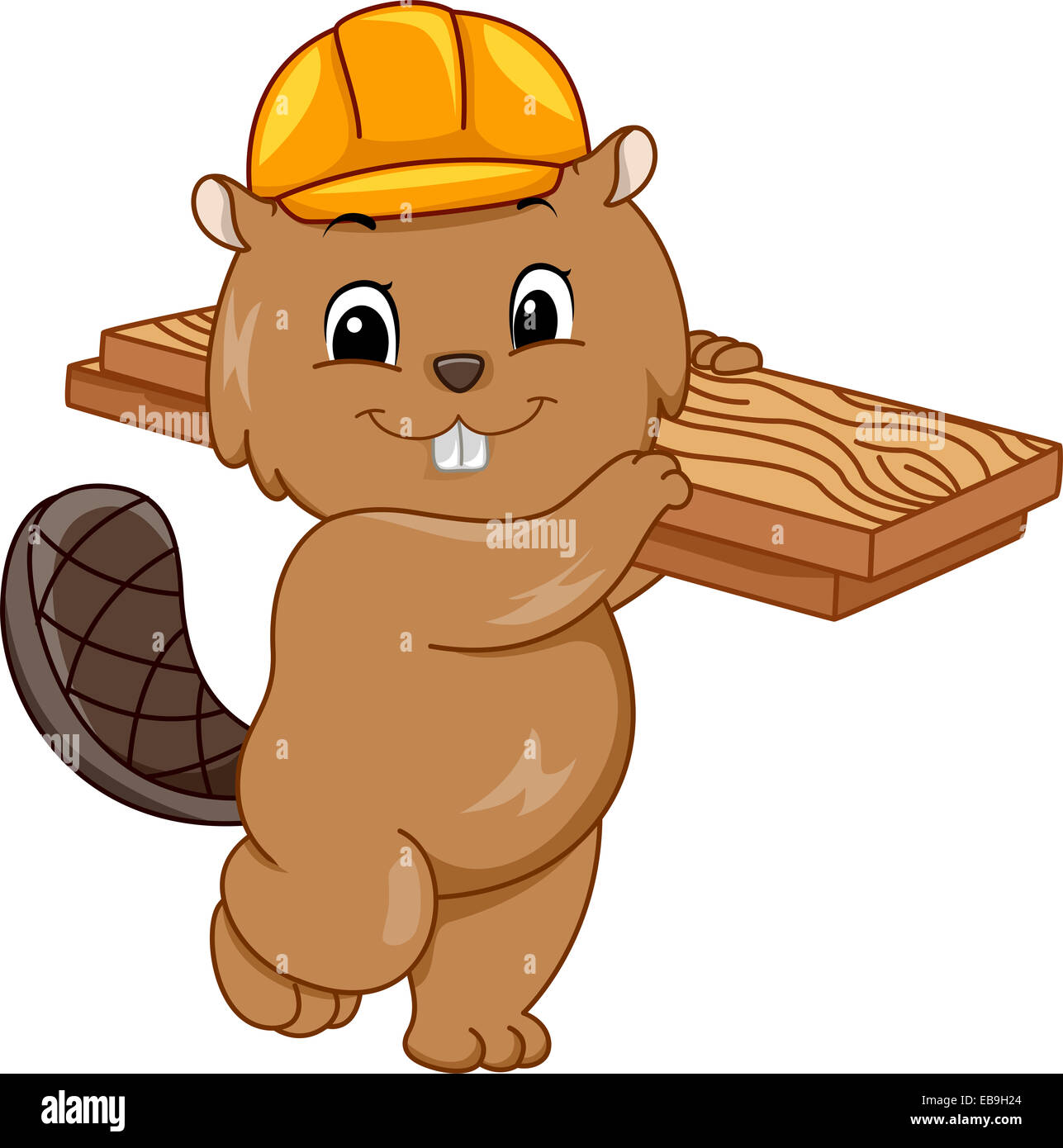 Illustration Featuring a Beaver Wearing a Hard Hat and Carrying a Slab ...