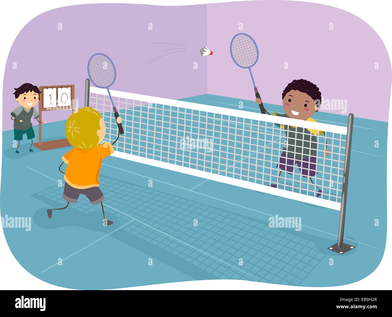 Boy playing badminton cartoon illustration hi-res stock photography and ...