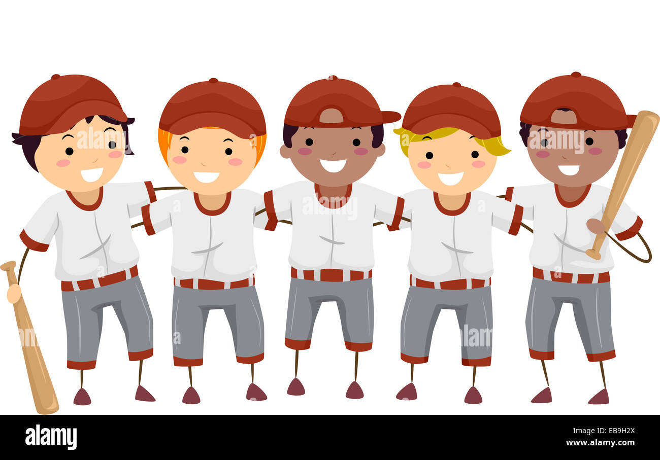 Cartoon illustration boy playing baseball hi-res stock photography and ...
