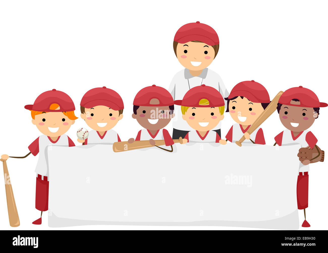 Cartoon illustration boy playing baseball hi-res stock photography and ...