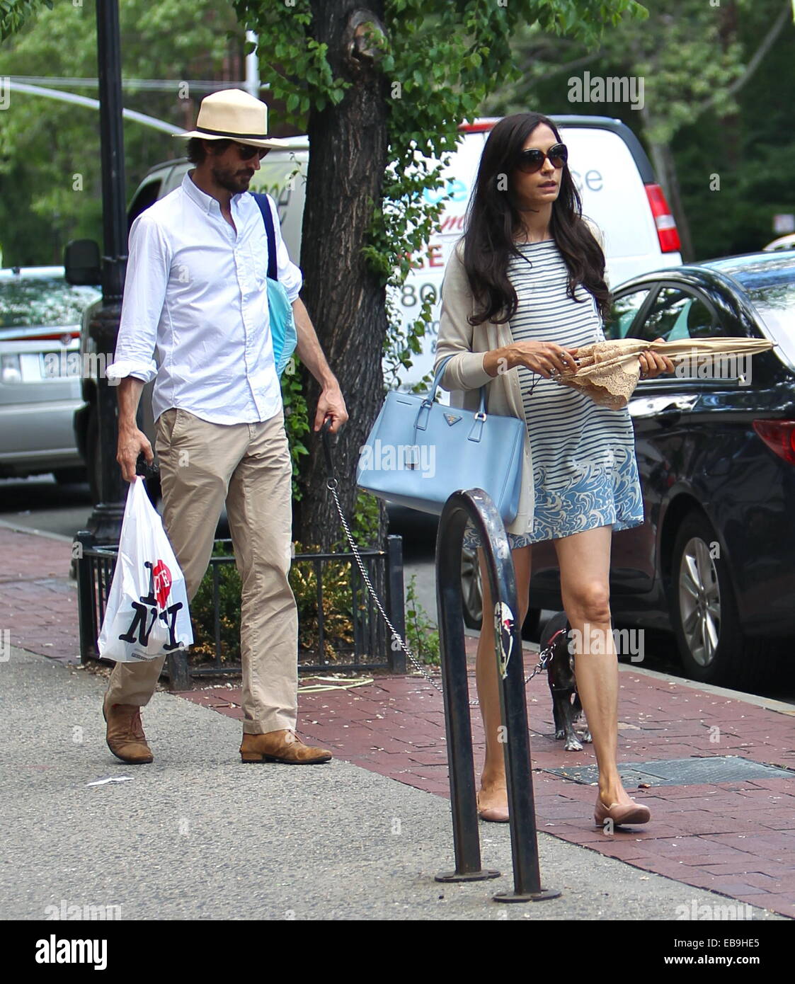 Famke Janssen and Cole Frates leave Bar Pitti in the West Village and ...