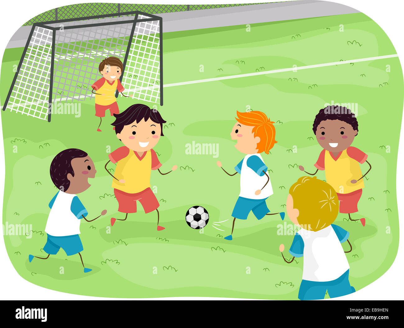 Kids Playing Soccer Clipart