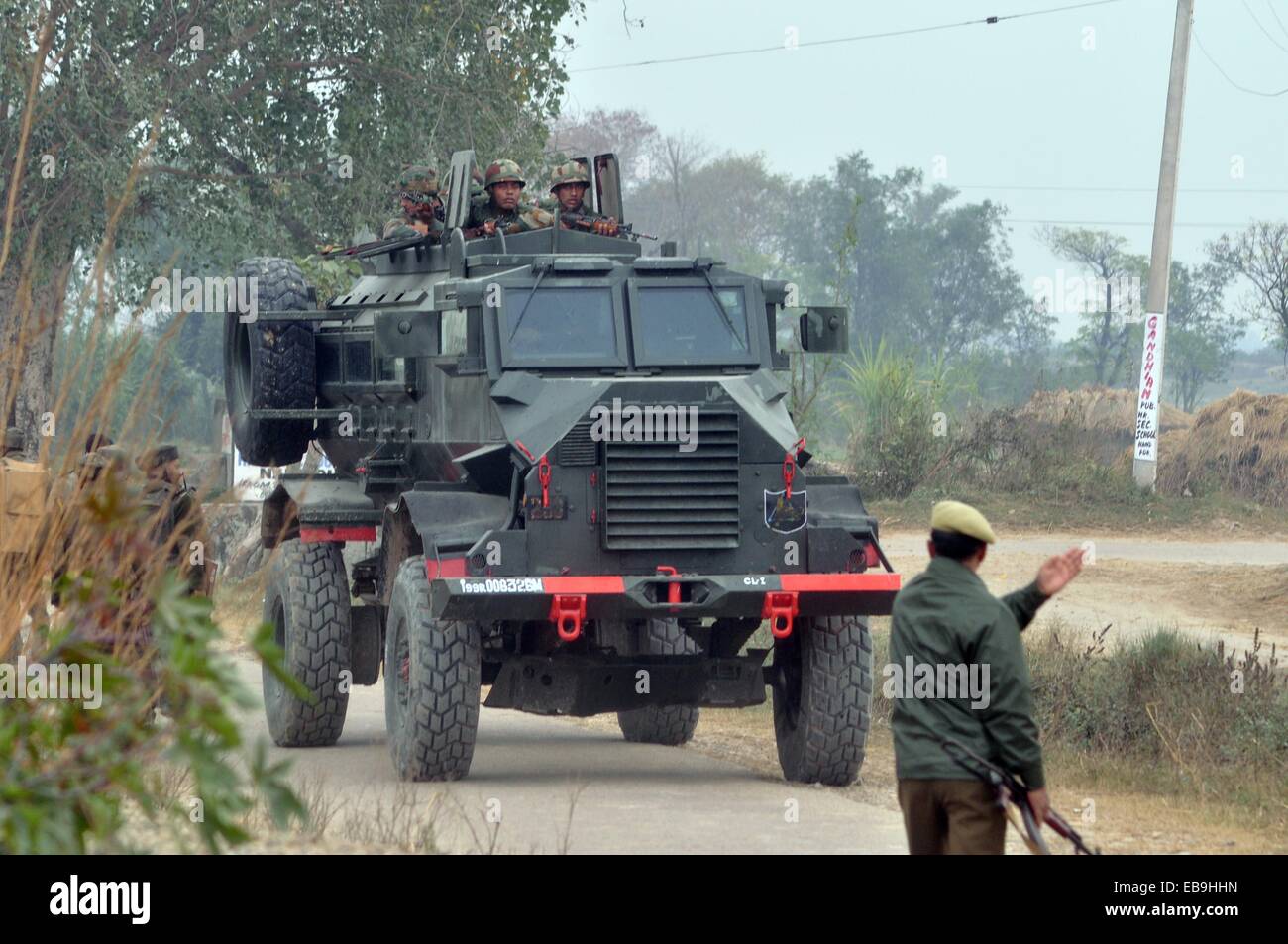 Indian Army soldiers arrive at the site of ongoing encounter between ...