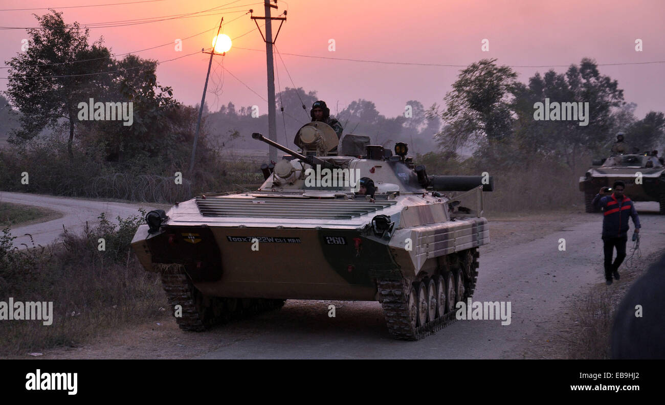 Armoured vehicles of Indian Army arrive at the site of encounter ...