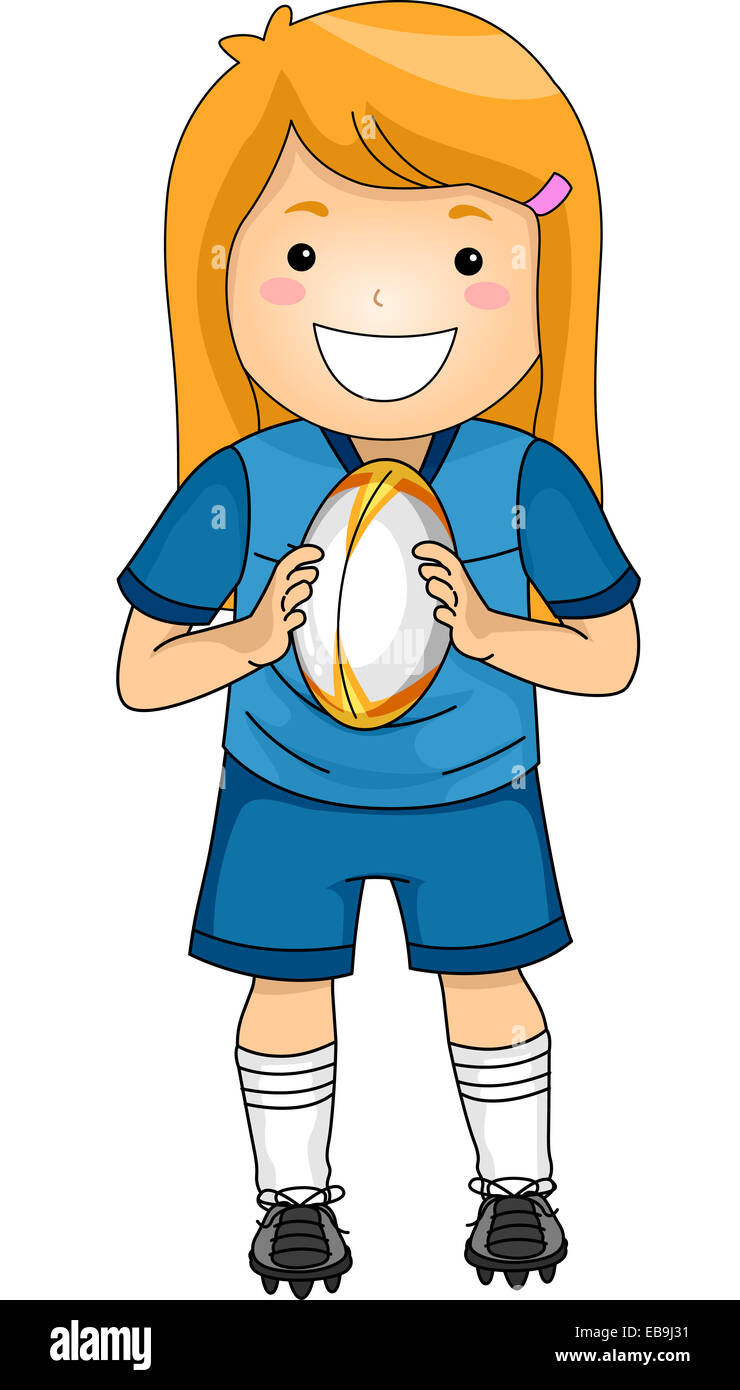 Illustration of a Girl Dressed in Rugby Gear Stock Photo - Alamy
