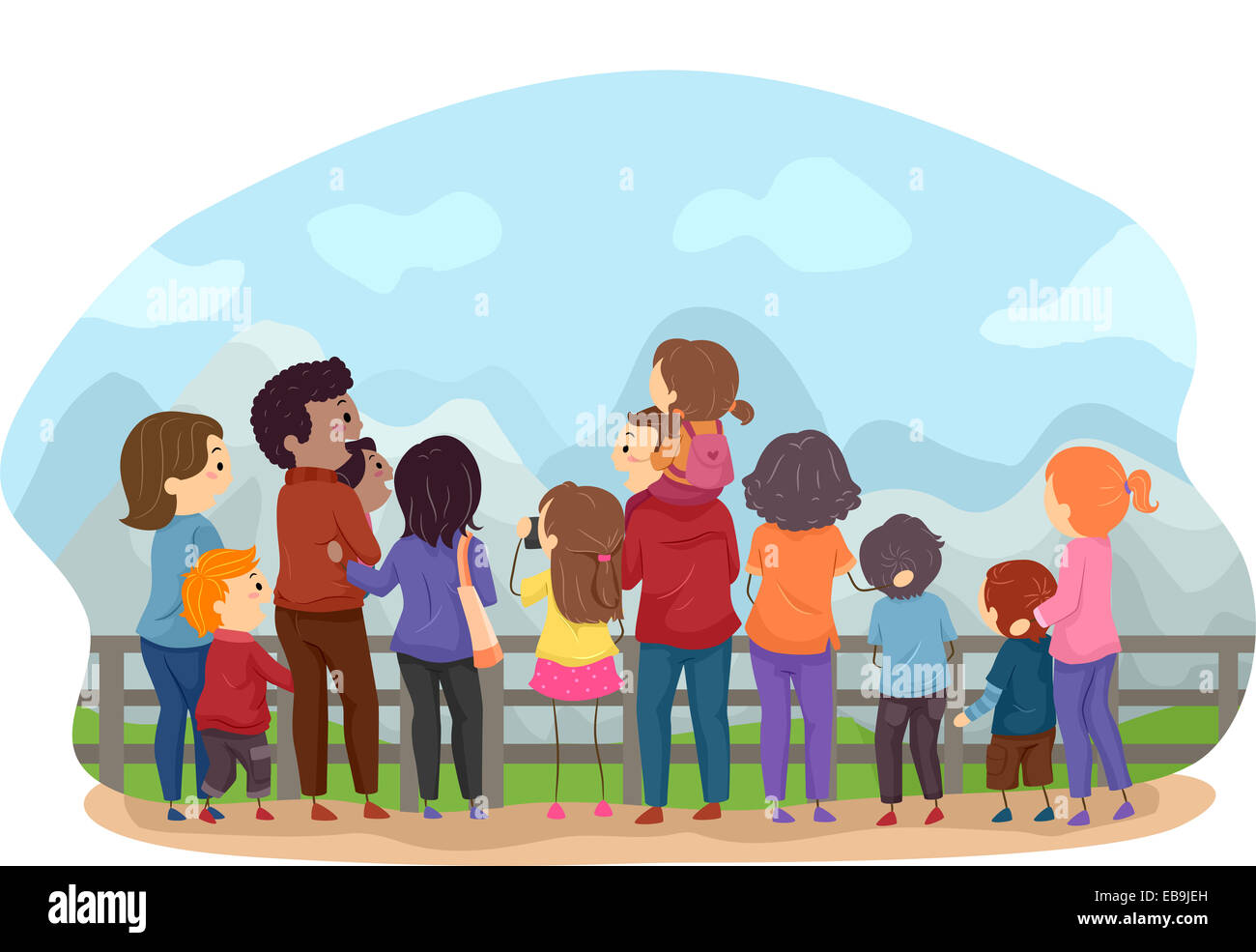 Back view illustration stickman kids hi-res stock photography and ...