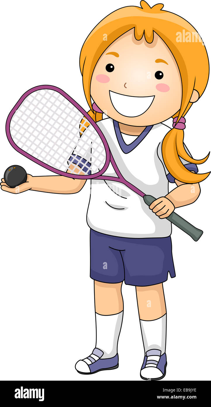 Illustration of a Girl Dressed in Squash Gear Stock Photo - Alamy