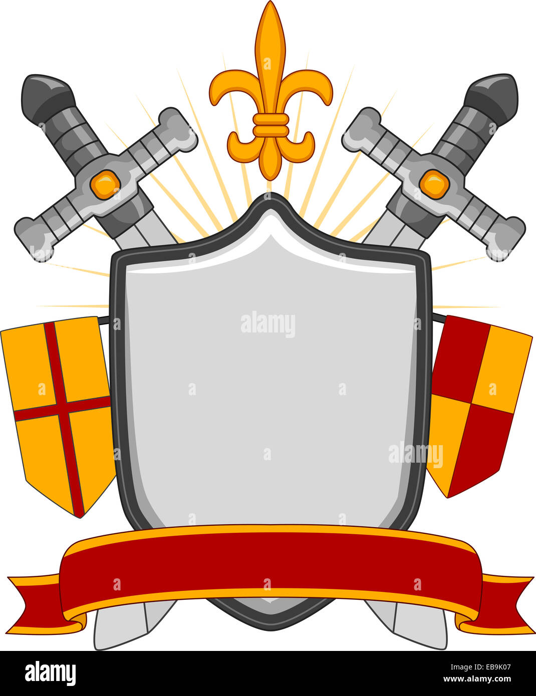 Banner Illustration Featuring a Shield with a Medieval Design Stock ...