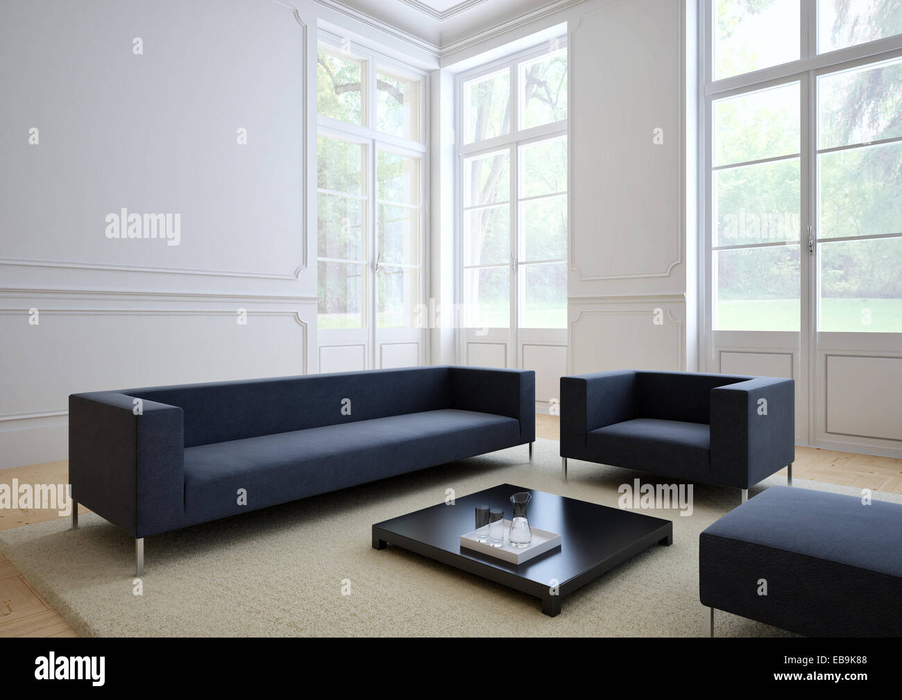 sofa of tissue in a modern living room. 3d rendering Stock Photo - Alamy
