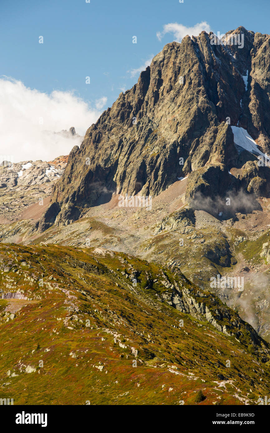 The Aiguille Rouge range from the Col du Balme, French Alps Stock Photo ...