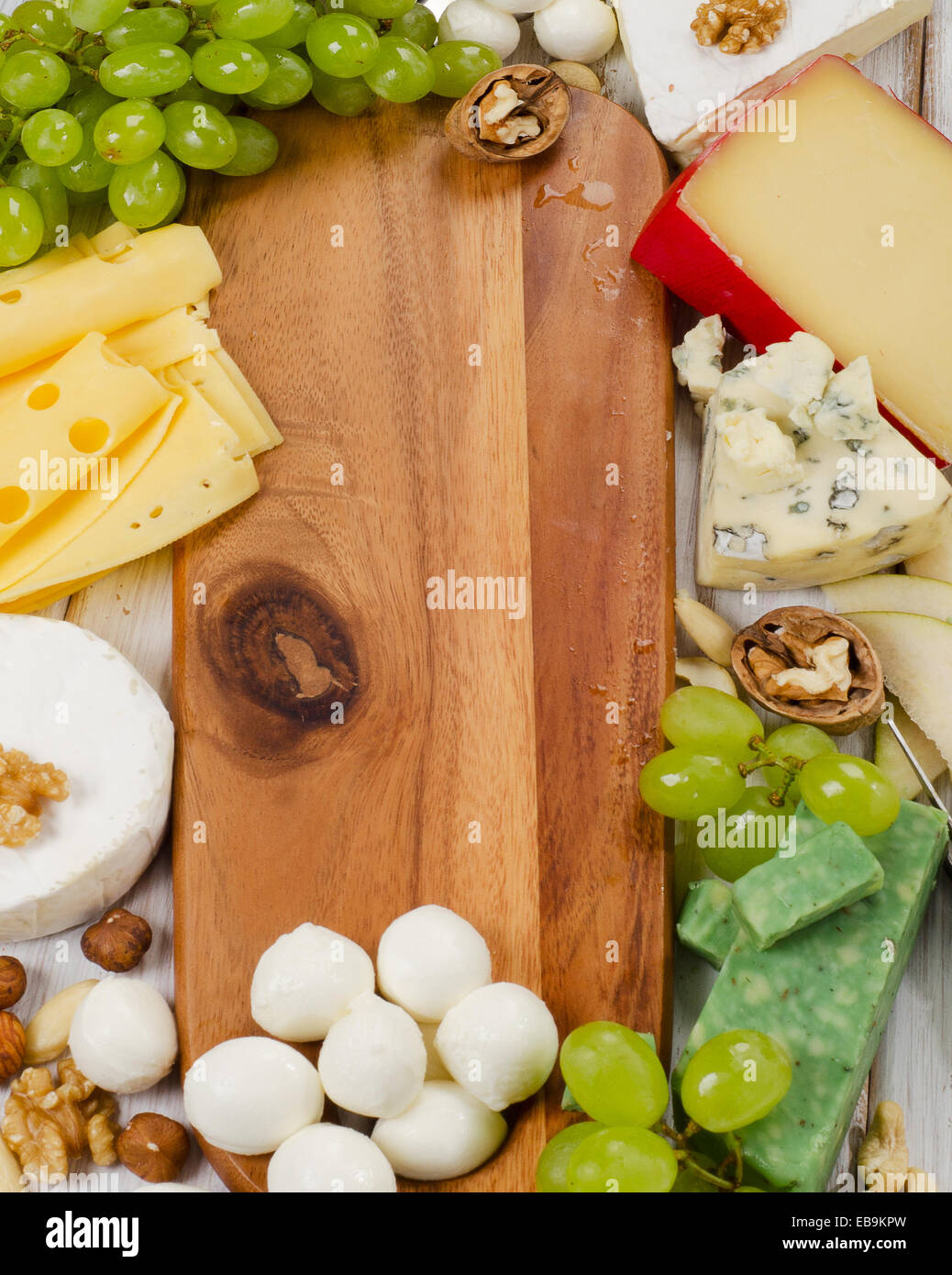 various types of Cheese with nuts and fruits. Selective focus Stock ...