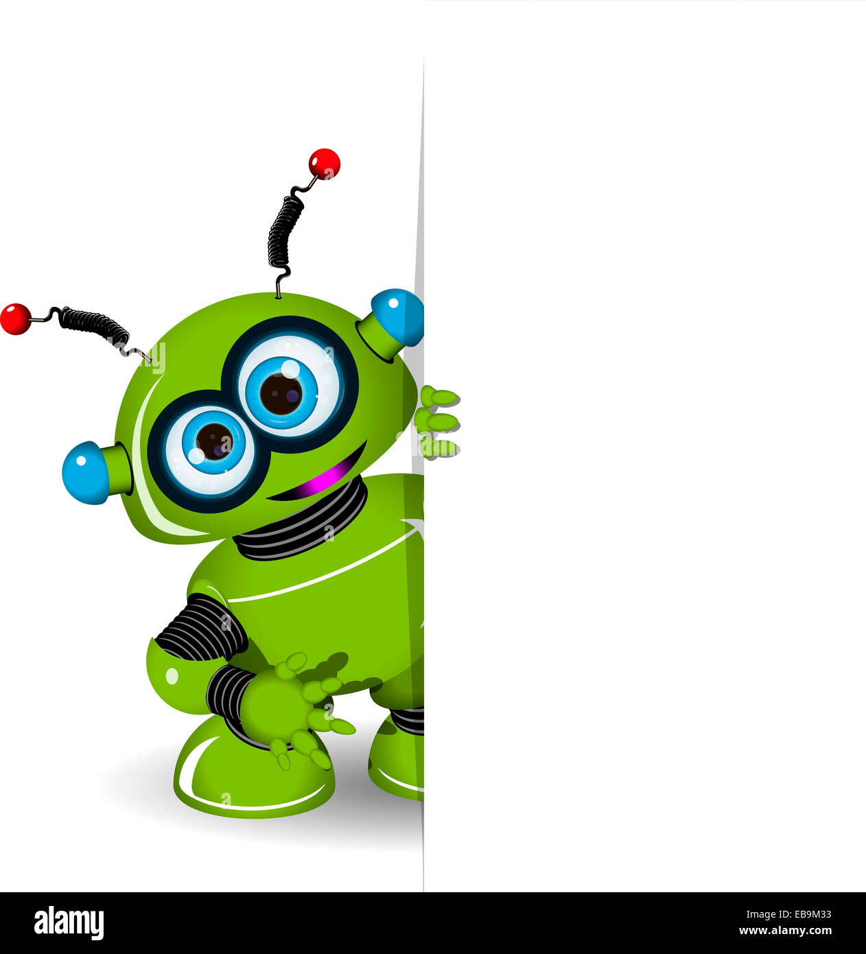 Illustration green robot and white background Stock Photo - Alamy