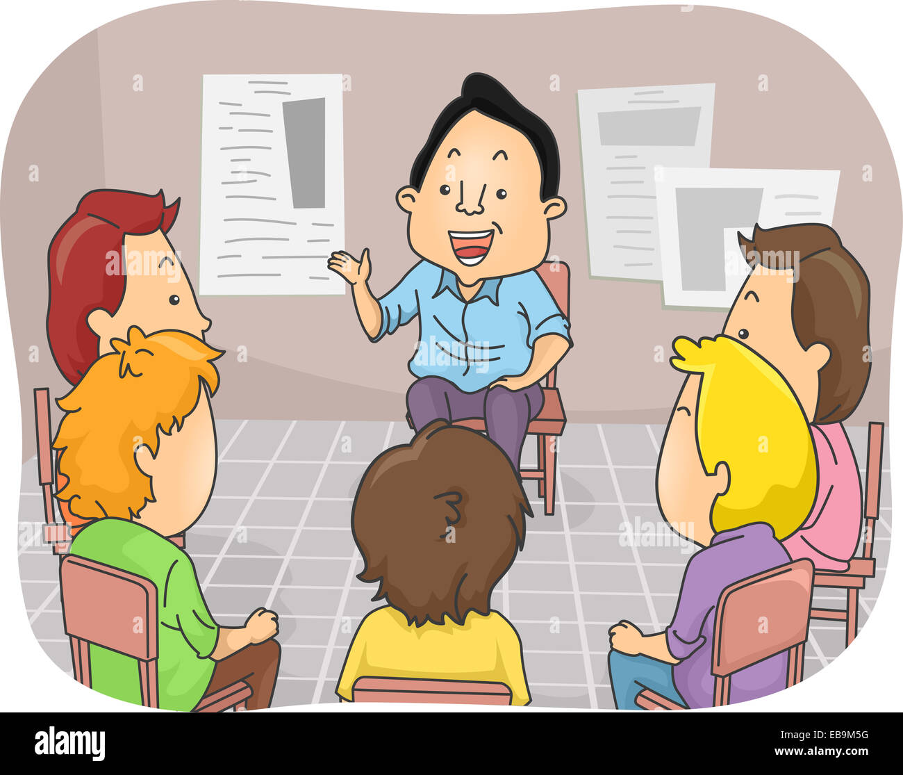 Illustration Featuring a Group of Men in a Counseling Session Stock ...