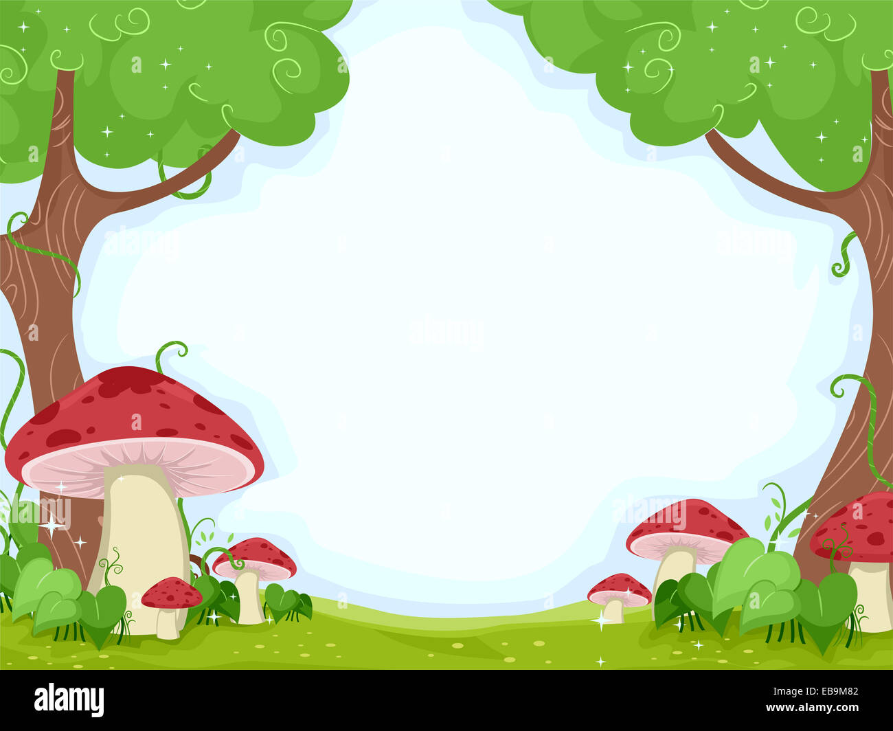 Background Illustration Featuring Colorful Mushrooms Stock Photo - Alamy