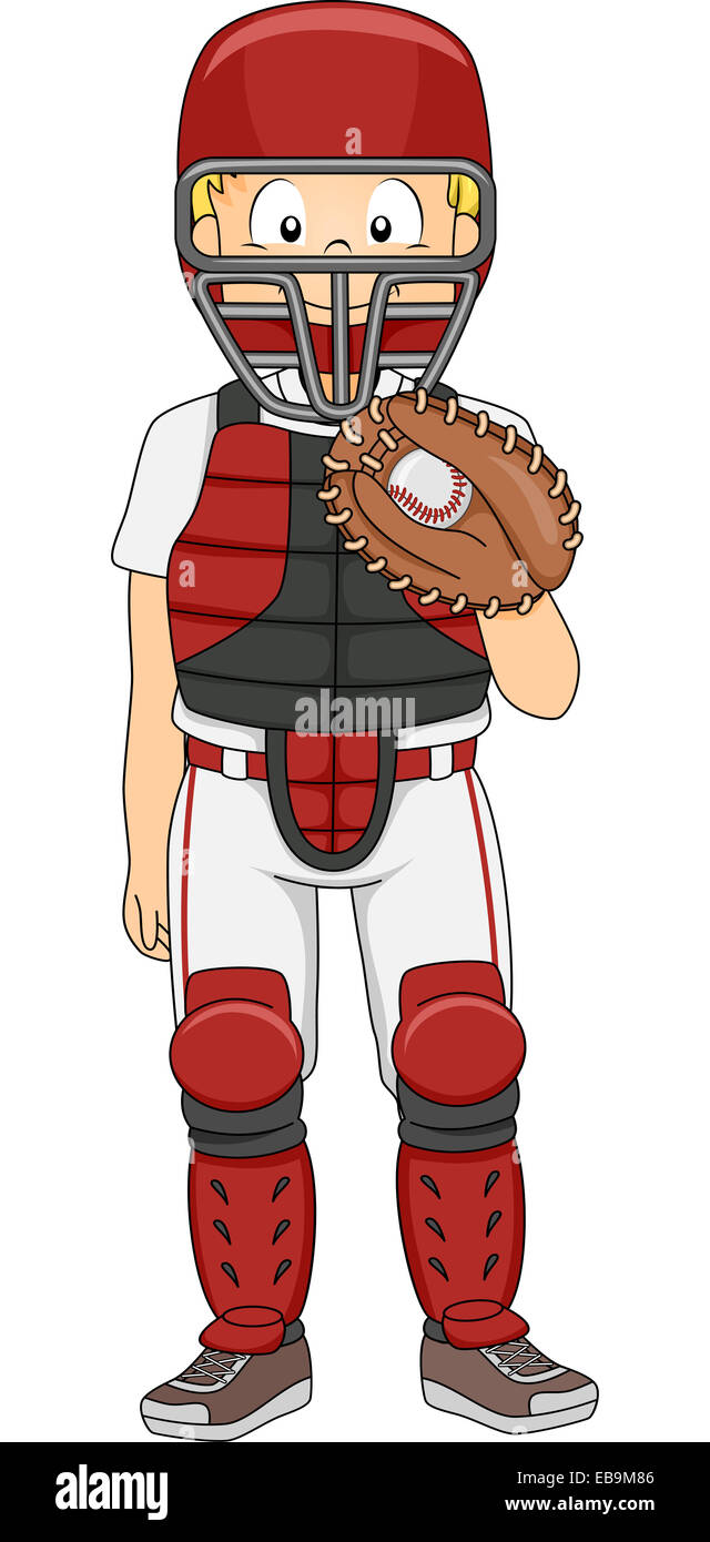 Cartoon Baseball Catcher Stance