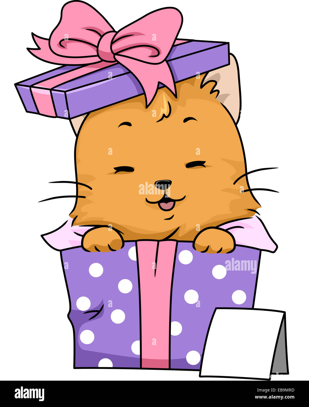 Illustration Featuring a Cat Wrapped as a Gift Stock Photo - Alamy