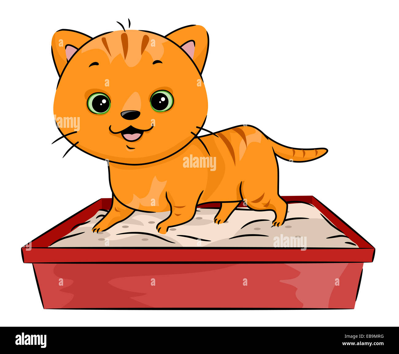 Illustration Featuring a Cat Walking All Over its Litter Box Stock ...