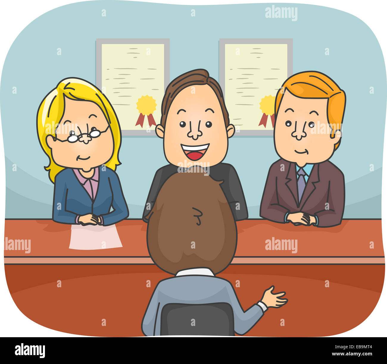 Illustration Featuring a Man Being Questioned in a Panel Interview ...