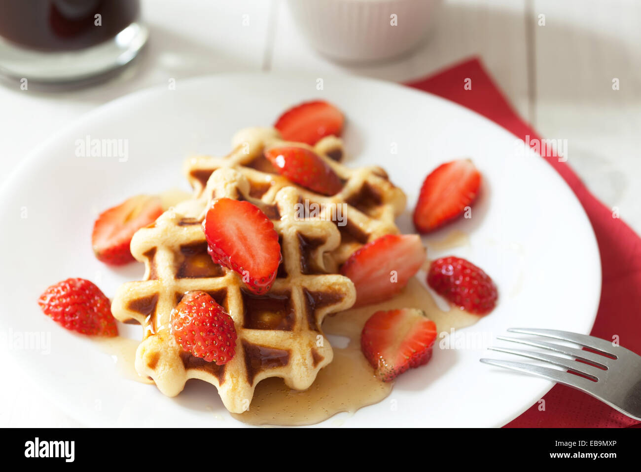 Still life breakfast waffles hi-res stock photography and images - Alamy