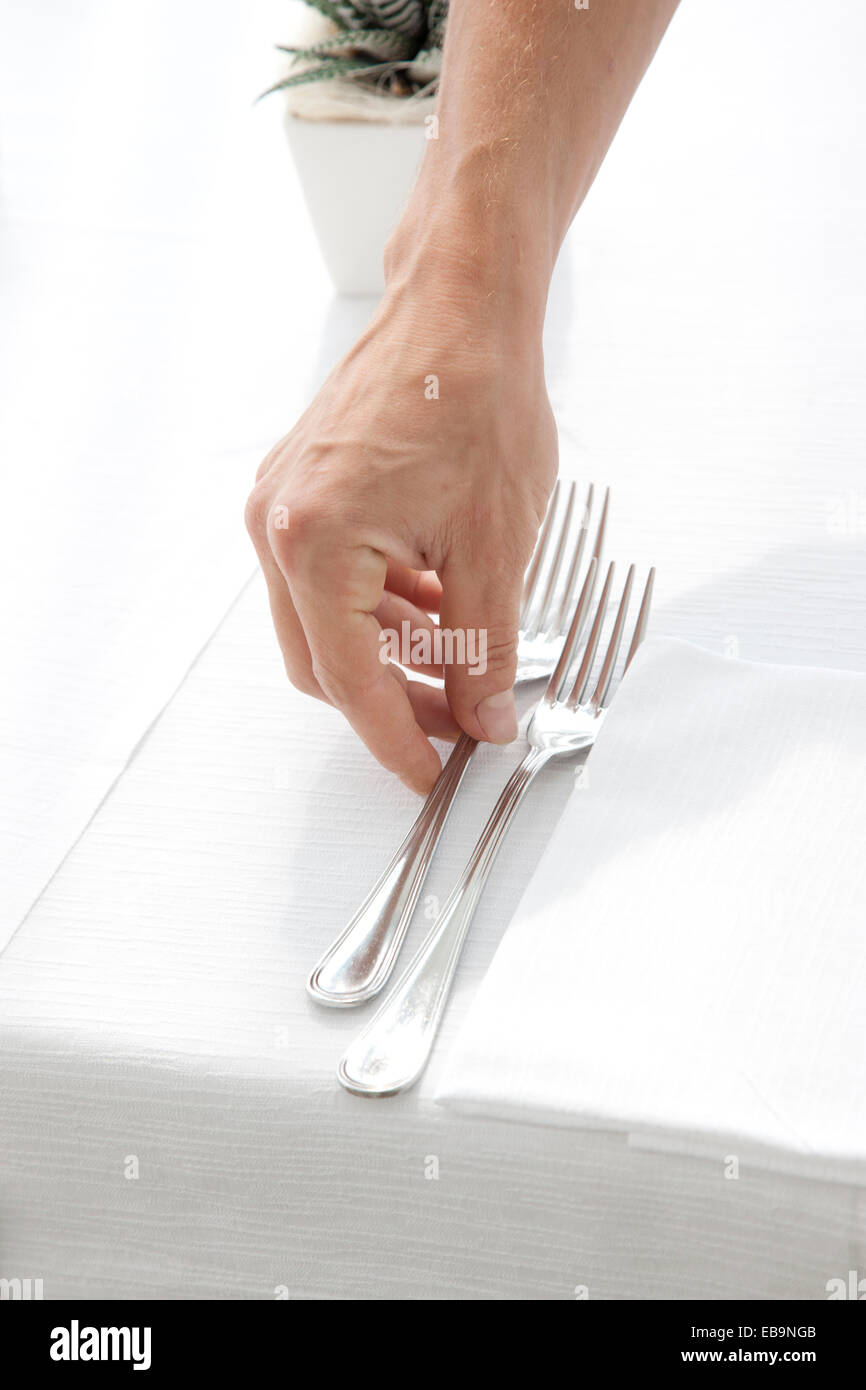 Man napkin fork table hi-res stock photography and images - Alamy