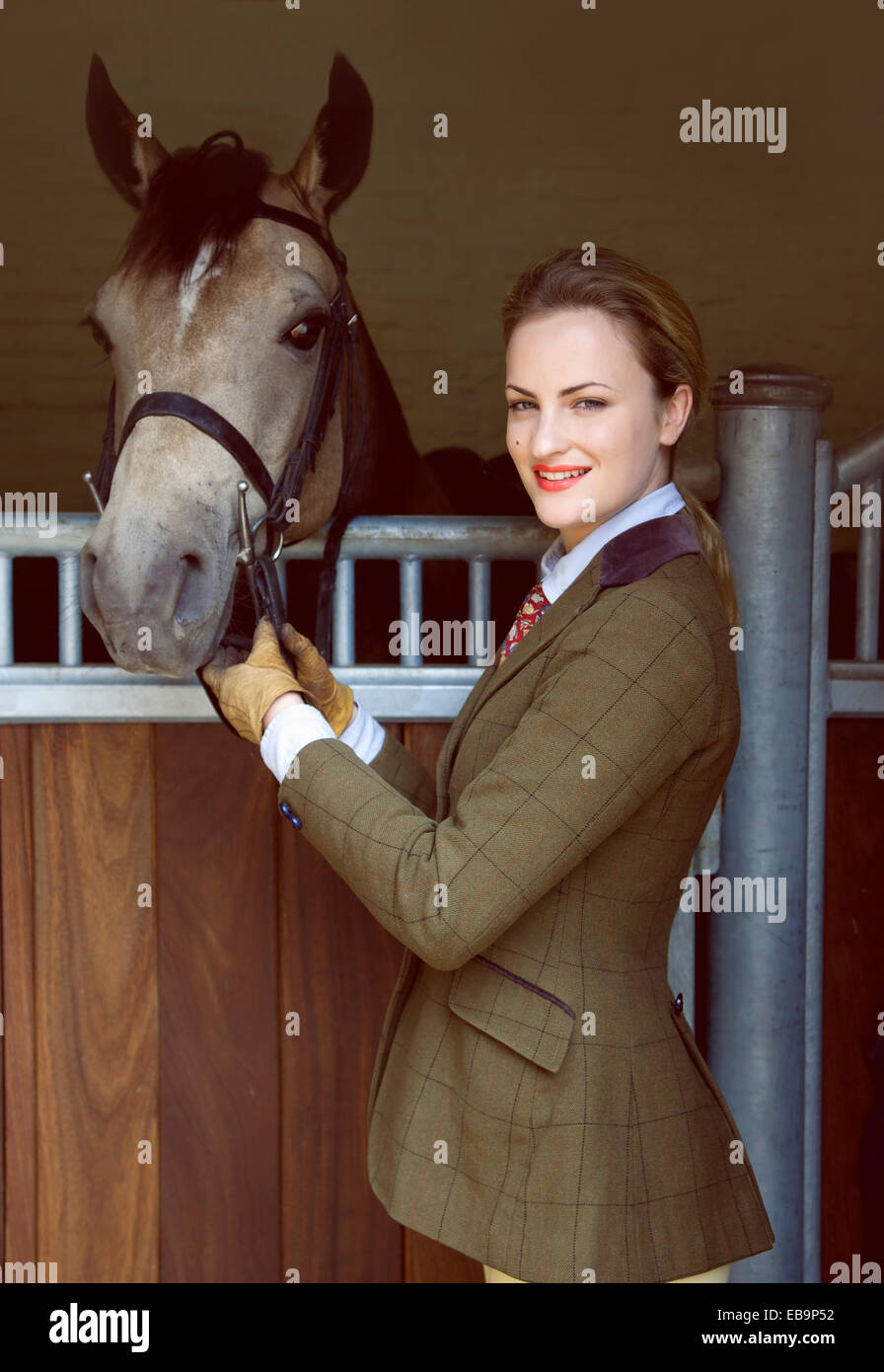 Portrait Young Woman Equestrian Wearing High Resolution Stock ...