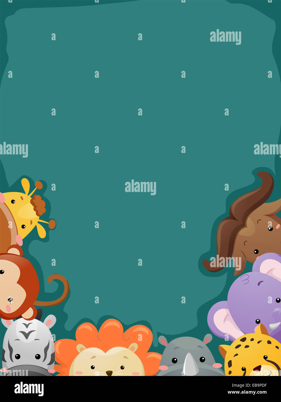 Border design with wild animals hi-res stock photography and images - Alamy