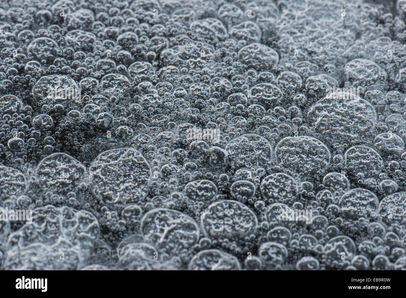 Frozen air bubbles in white ice Stock Photo - Alamy