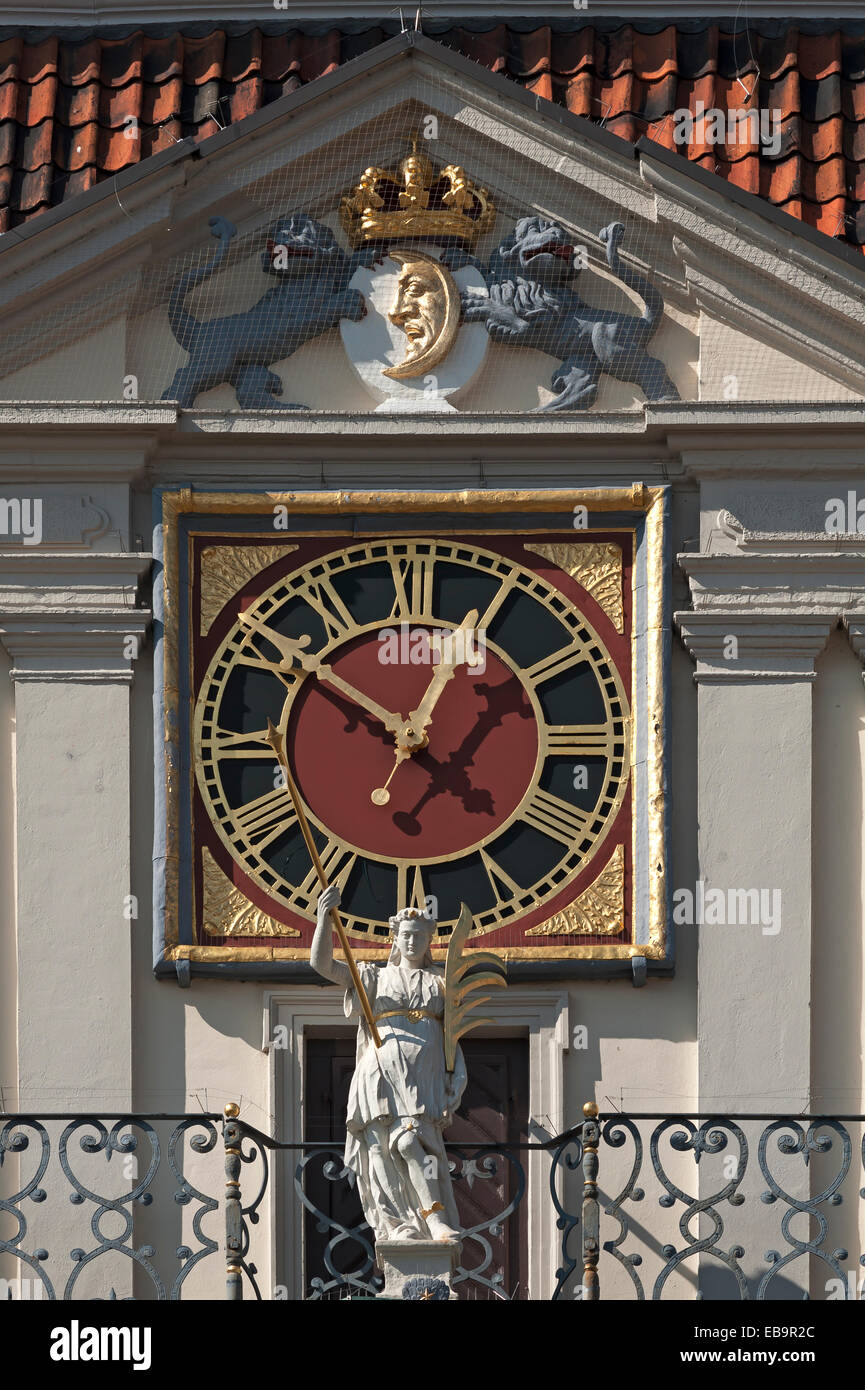 Astronomical clock on the baroque market facade of the town hall, built ...