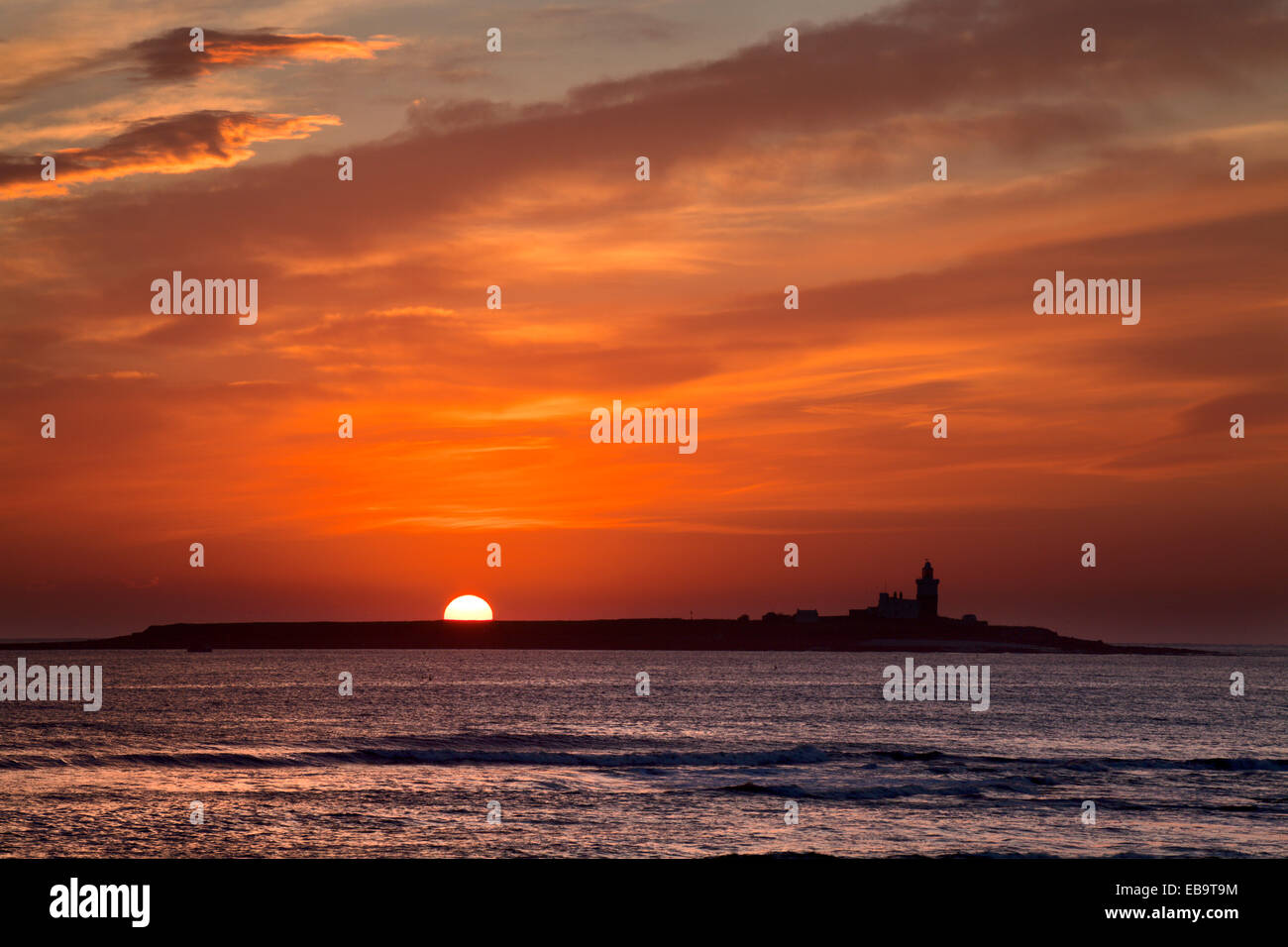 Sunrise over Coquet Island Amble by the Sea Northumberland England ...