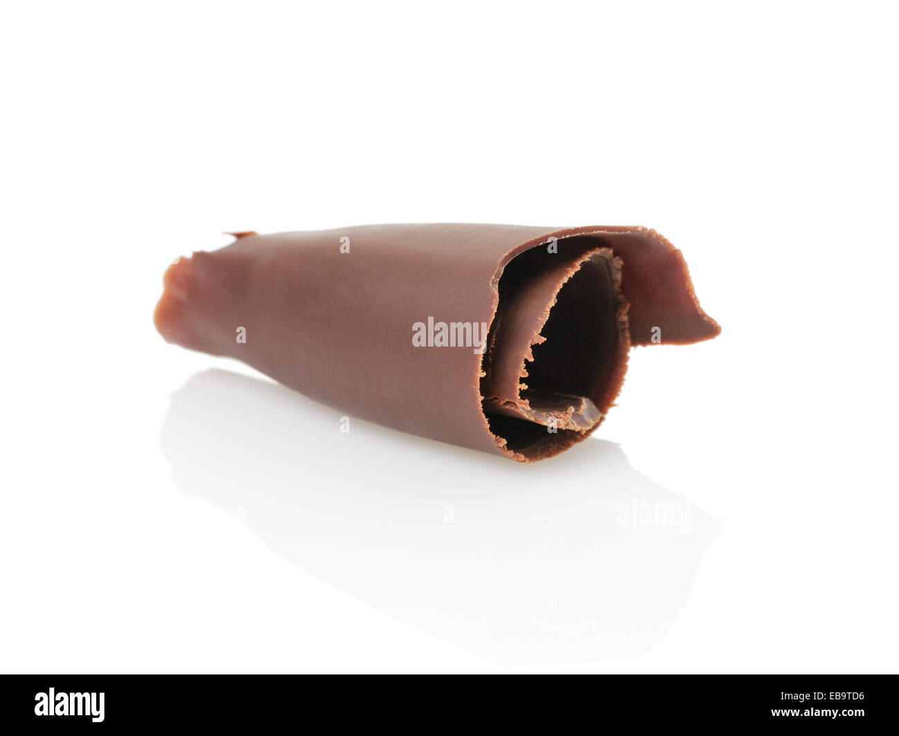 peeled chocolate curl, isolated on white background Stock Photo - Alamy