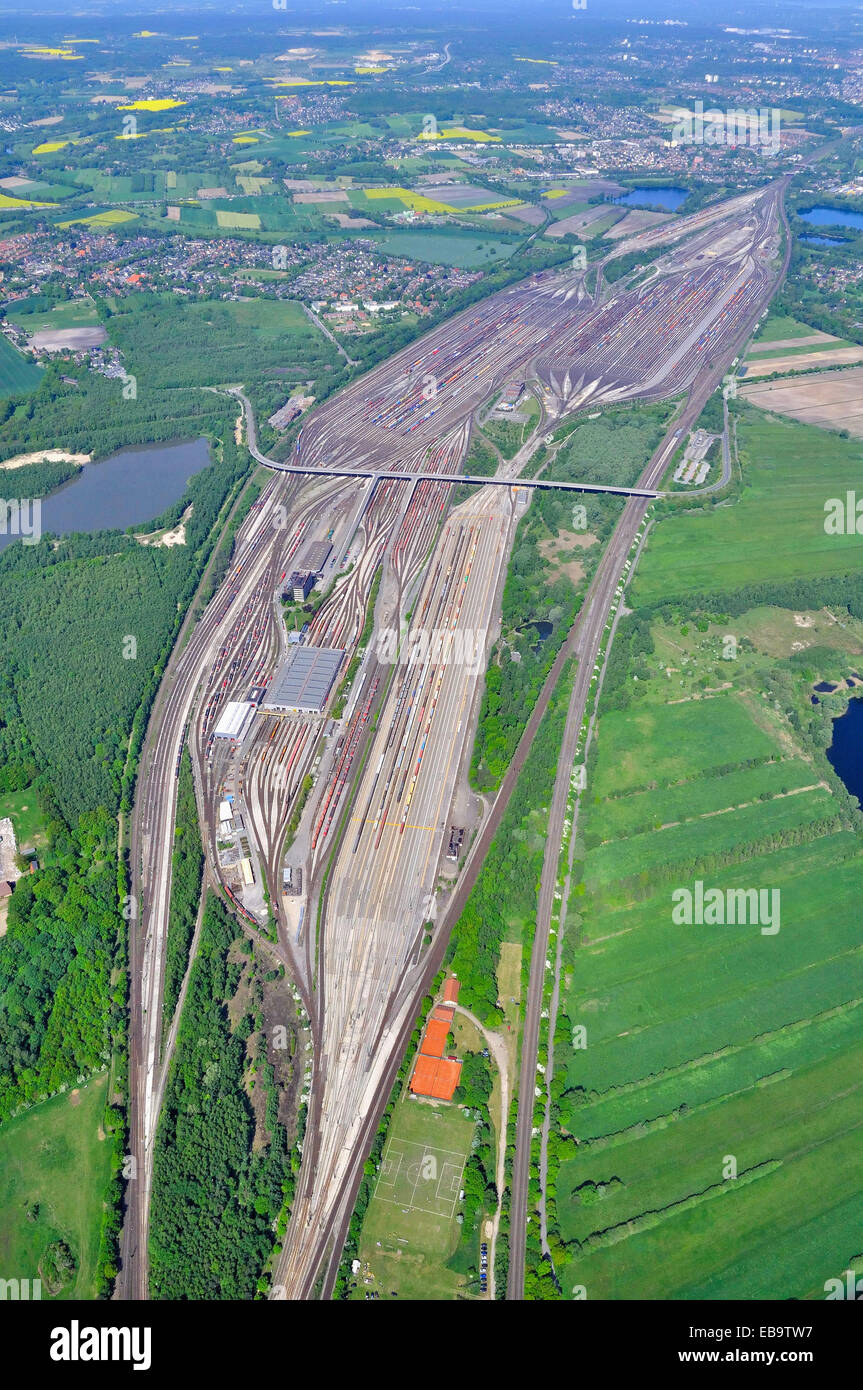 Aerial view, Maschen Marshalling Yard, Maschen, Lower Saxony, Germany ...