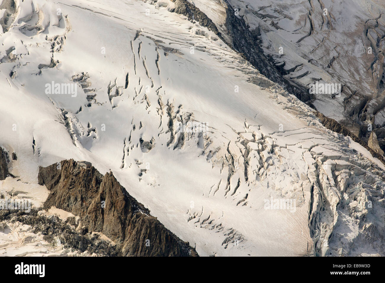 Mont Blanc and the Bossons glacier from the Aiguille Du Midi, France ...