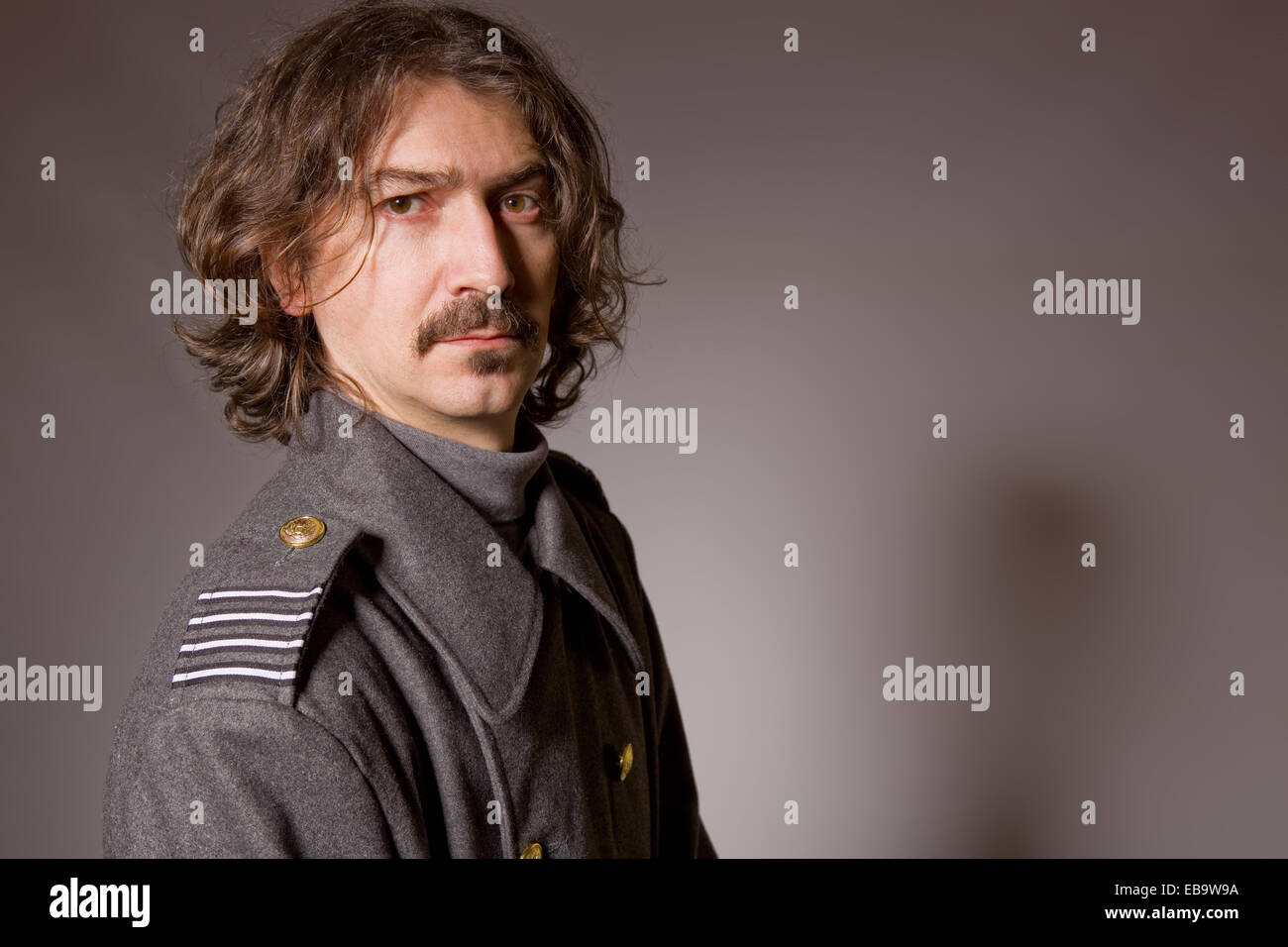 young man dressed as russian military, studio picture Stock Photo - Alamy