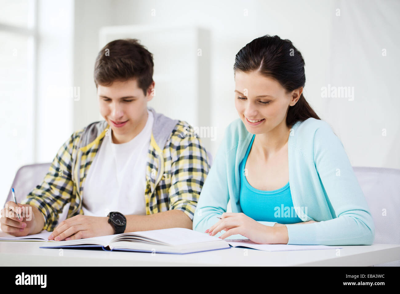 students with textbooks and books at school Stock Photo - Alamy