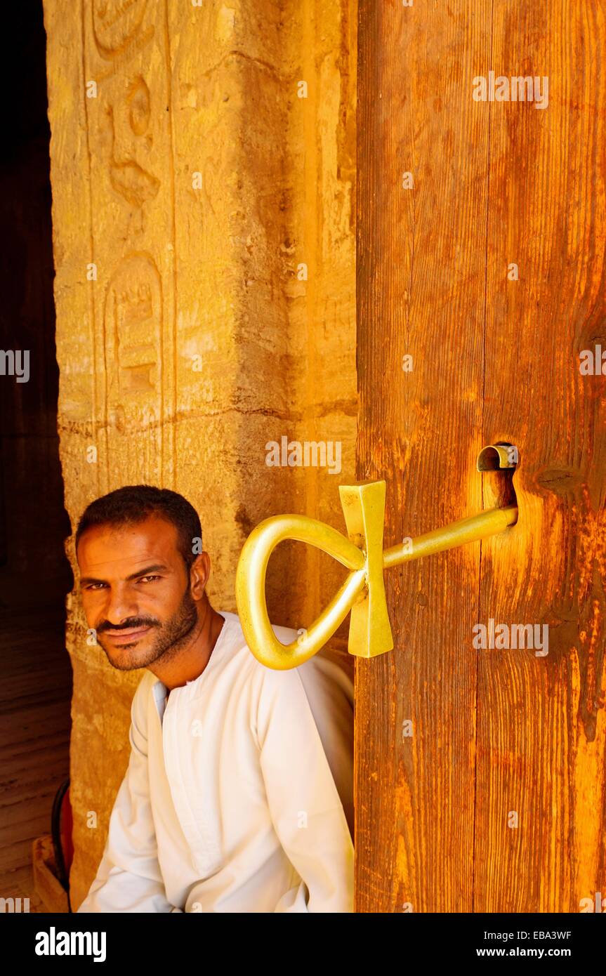 Egypt-Entrance to the Great Temple, the key is a ""Key of Life"". The ...
