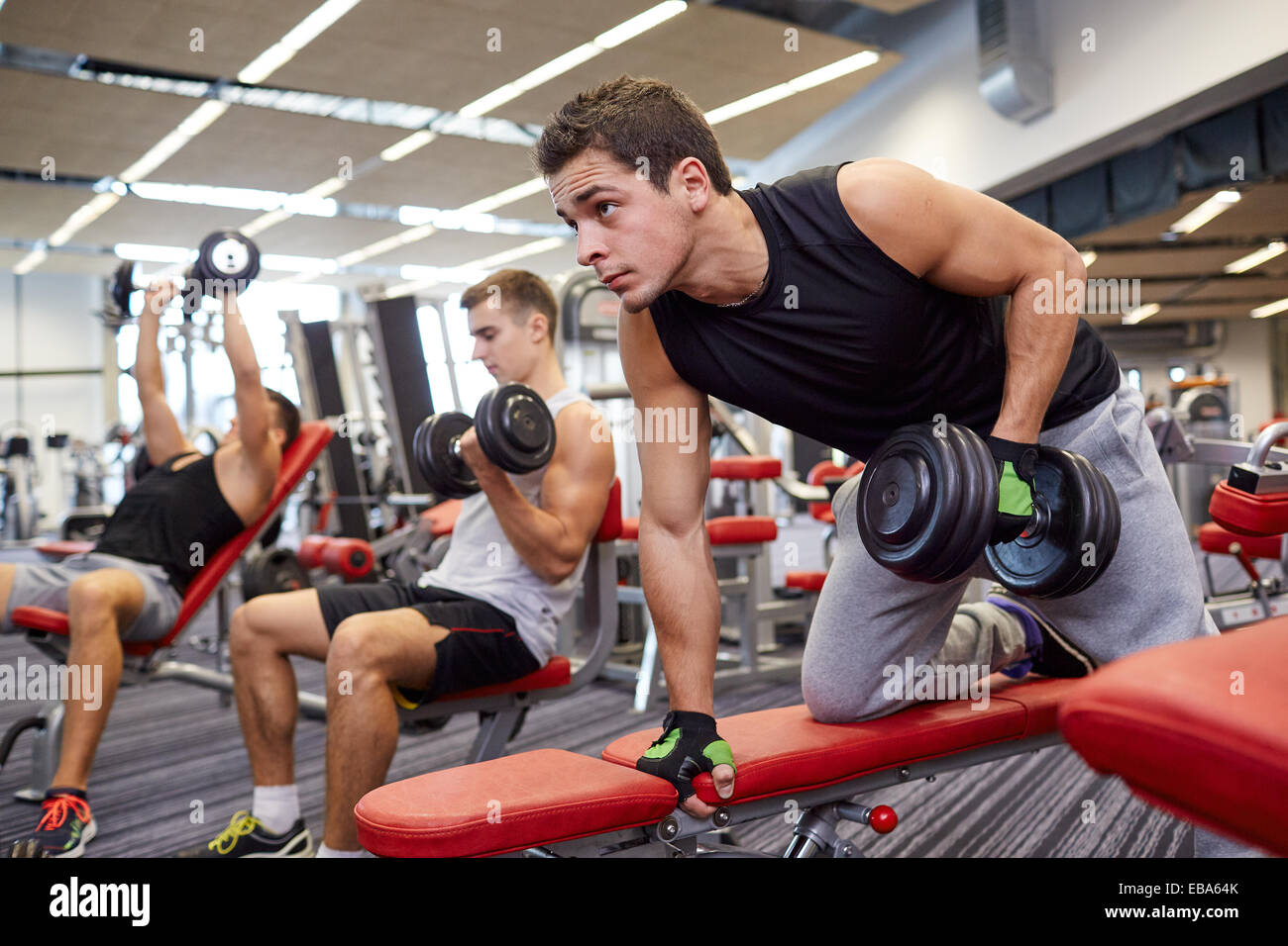 group of men with dumbbells in gym Stock Photo - Alamy