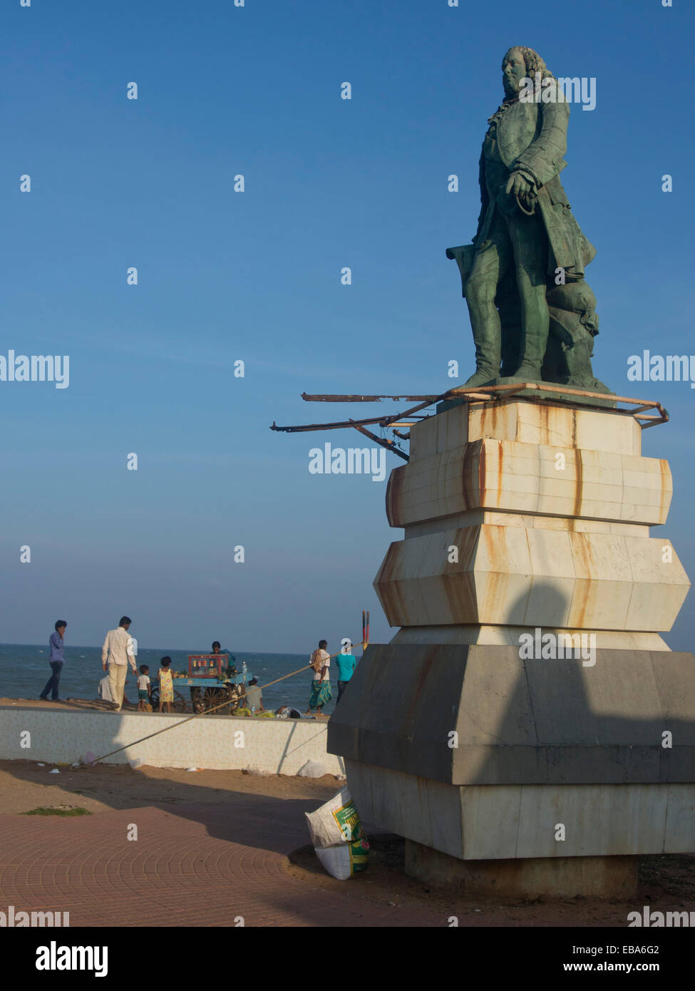 Statue of Joseph Francois Dupleix by the seaside in the former French ...