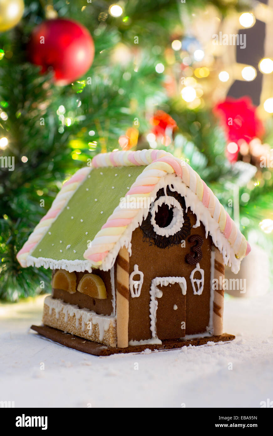 closeup of beautiful gingerbread house at home Stock Photo - Alamy