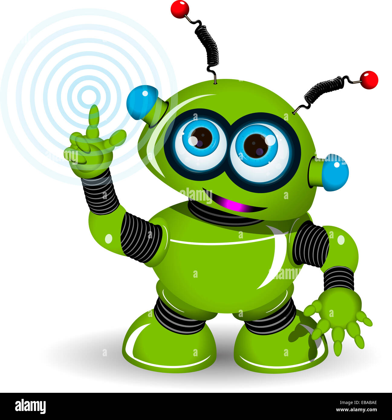 Illustration of a green robot with antennae Stock Photo - Alamy