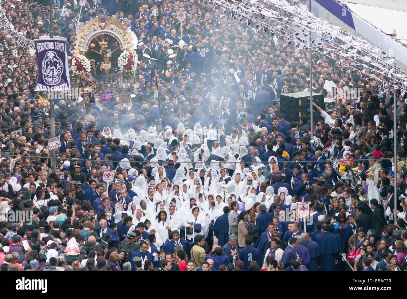 Lord of Miracles Procession in Lima city Peru Stock Photo - Alamy