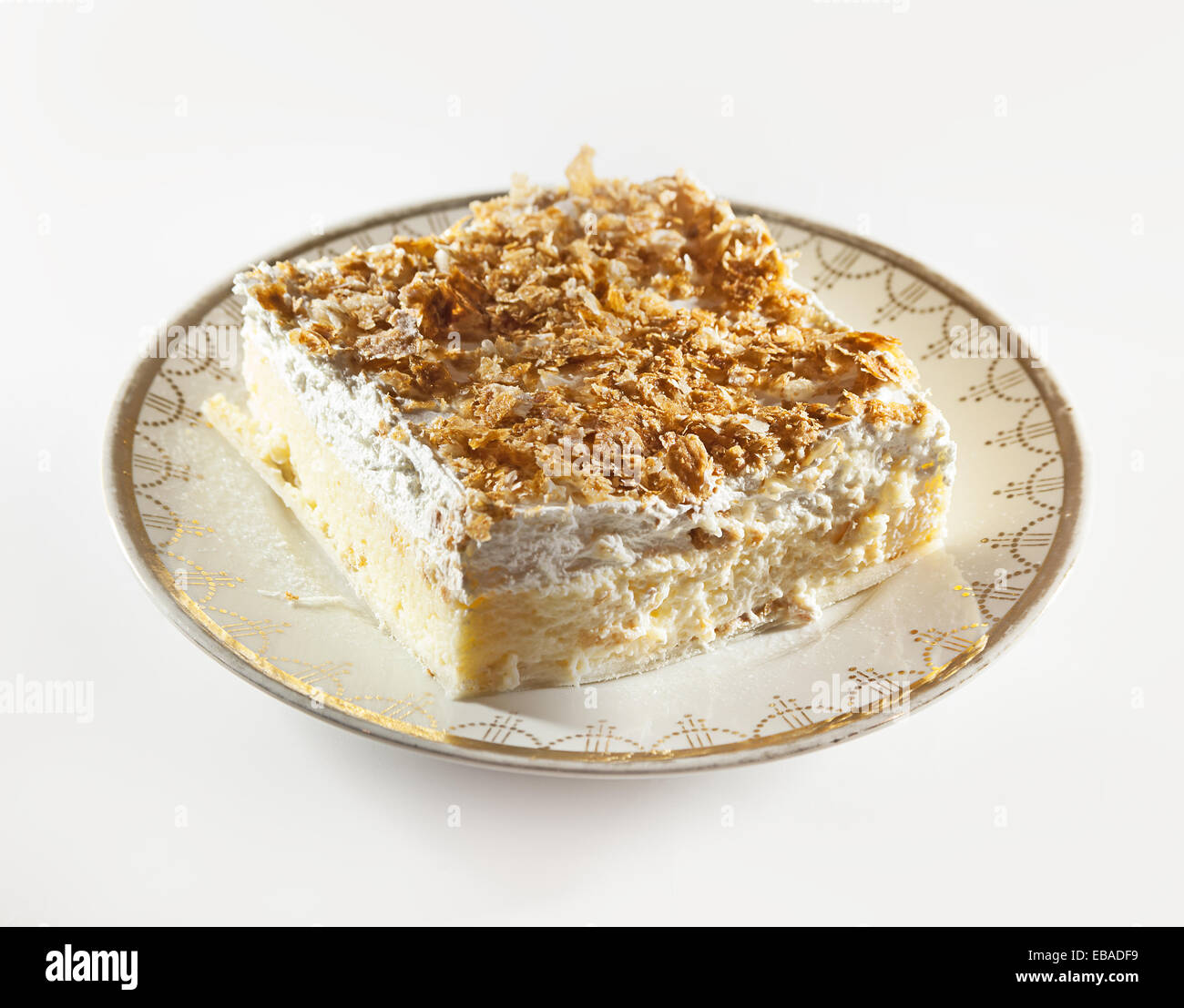 Traditional Serbian dessert, cream pie served on plate Stock Photo - Alamy