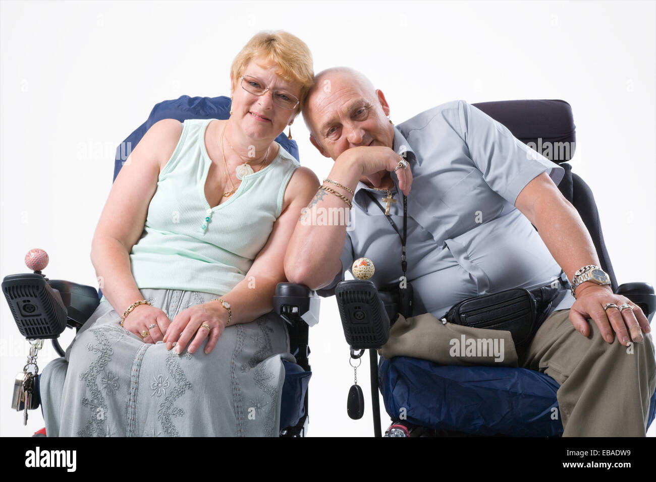 Disabled couple leaning together and smiling Stock Photo - Alamy