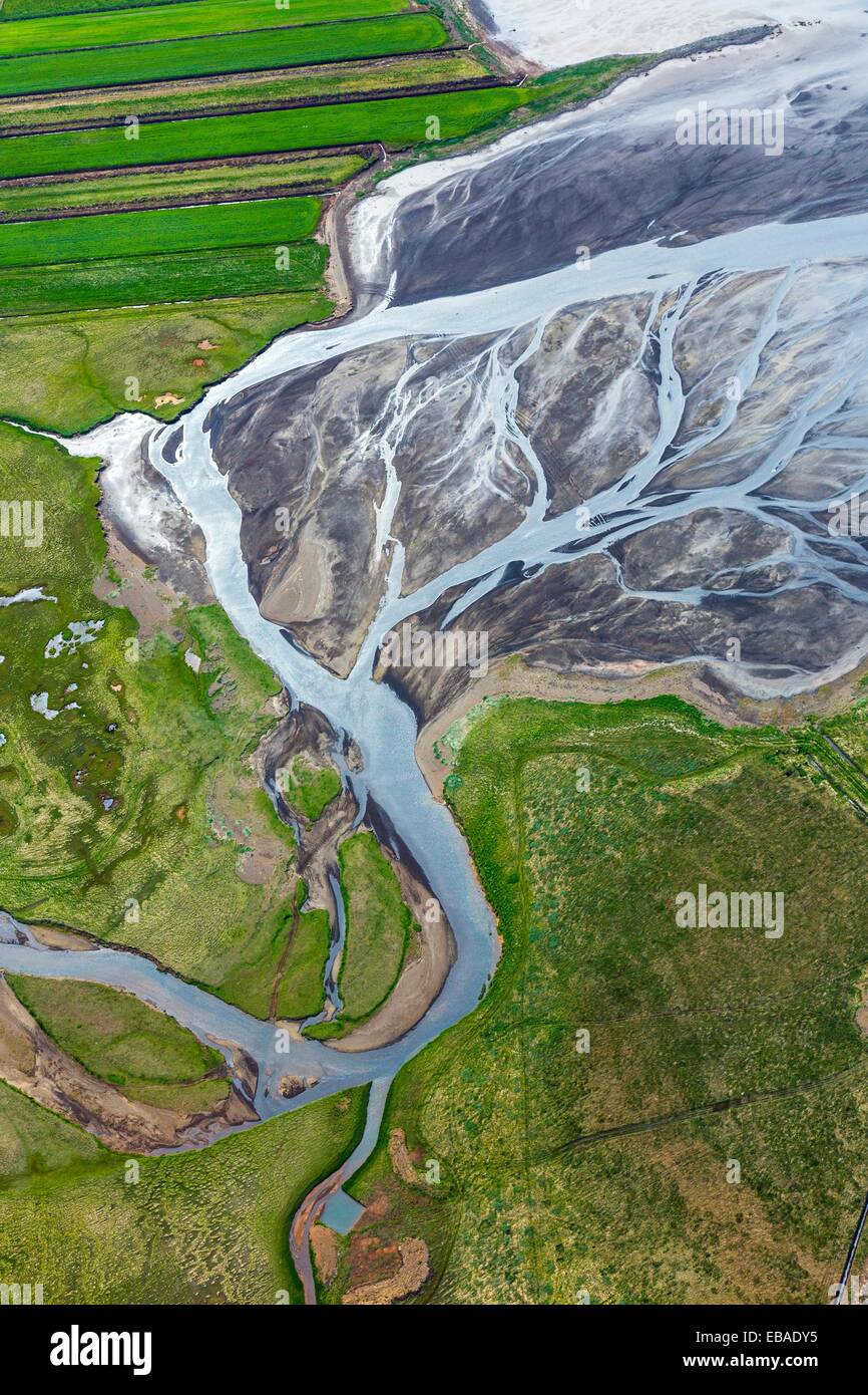 Aerial view on the way to the Snaefellsness peninsula, Iceland, Europe ...
