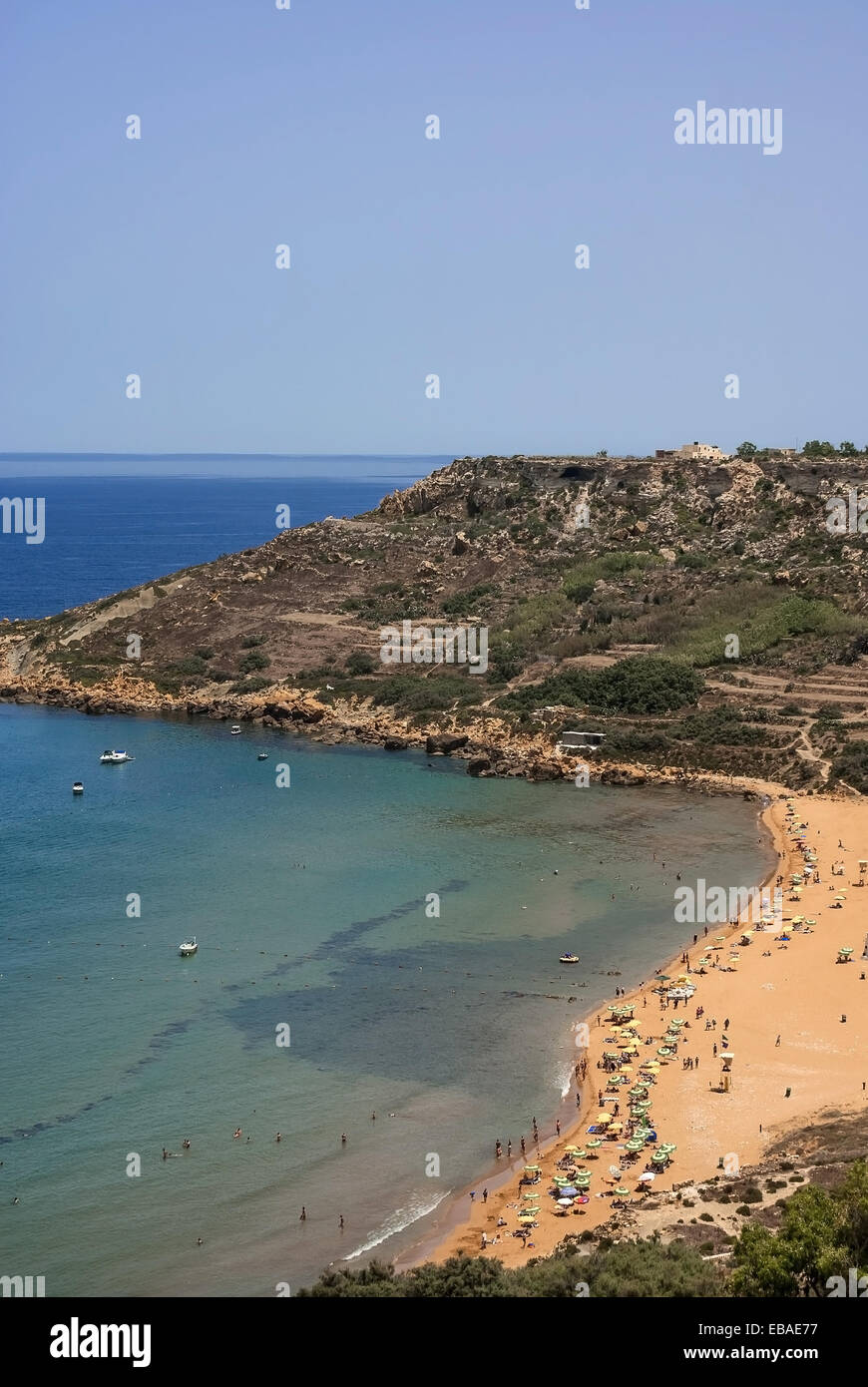 Stunning view over sandy beach at Ramla Bay in the northern part of the ...