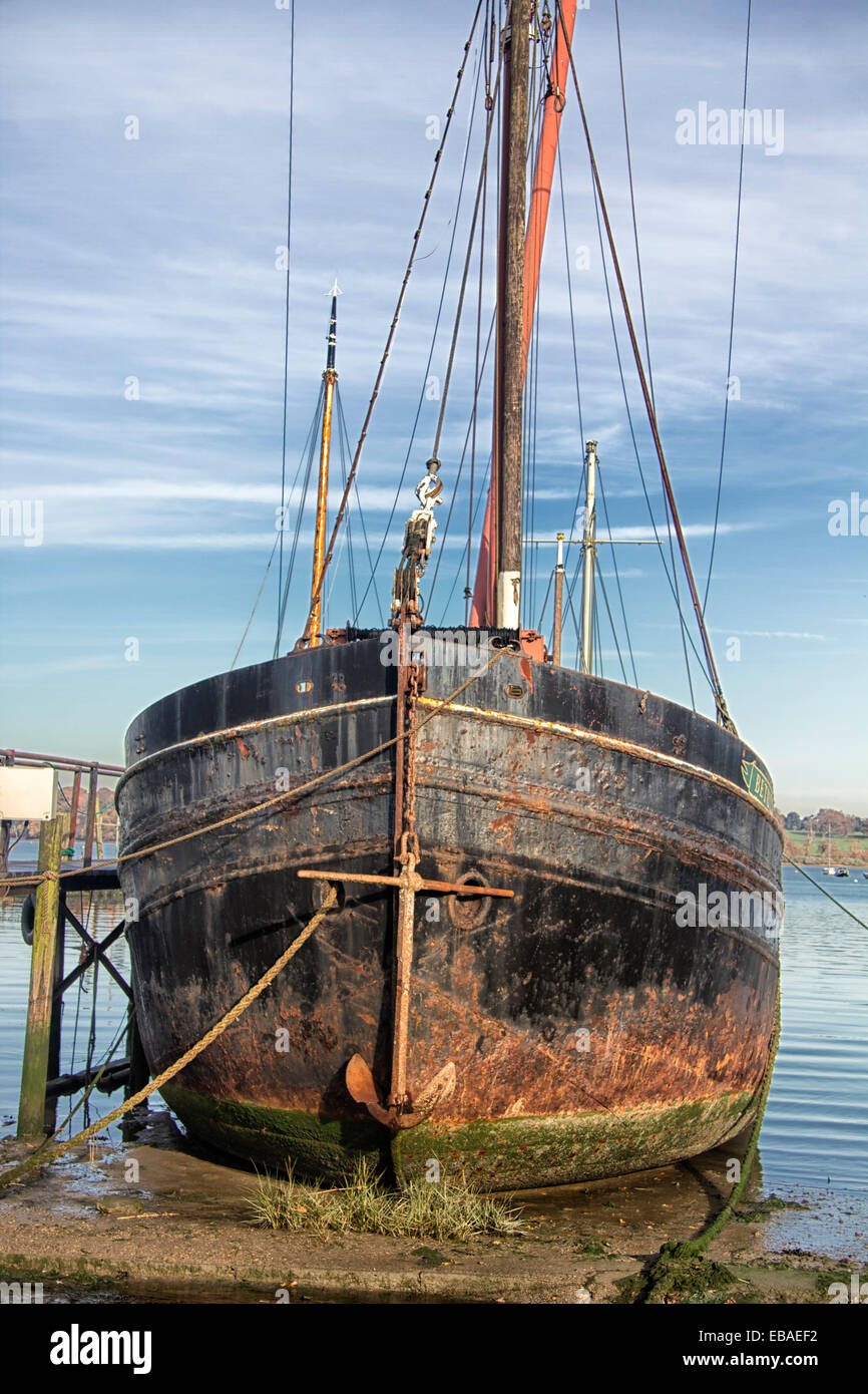 Historic 1924 sailing barge Betula, Pin Mill, Suffolk, UK Stock Photo ...