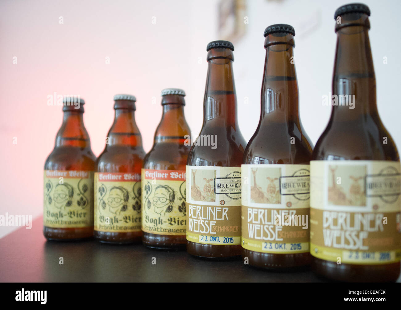 Berlin, Germany. 28th Nov, 2014. Several historic bottles of 'Berliner ...